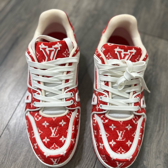 Louis Vuitton | Shoes | Louis Vuitton Trainer Monogram Red Textile ...